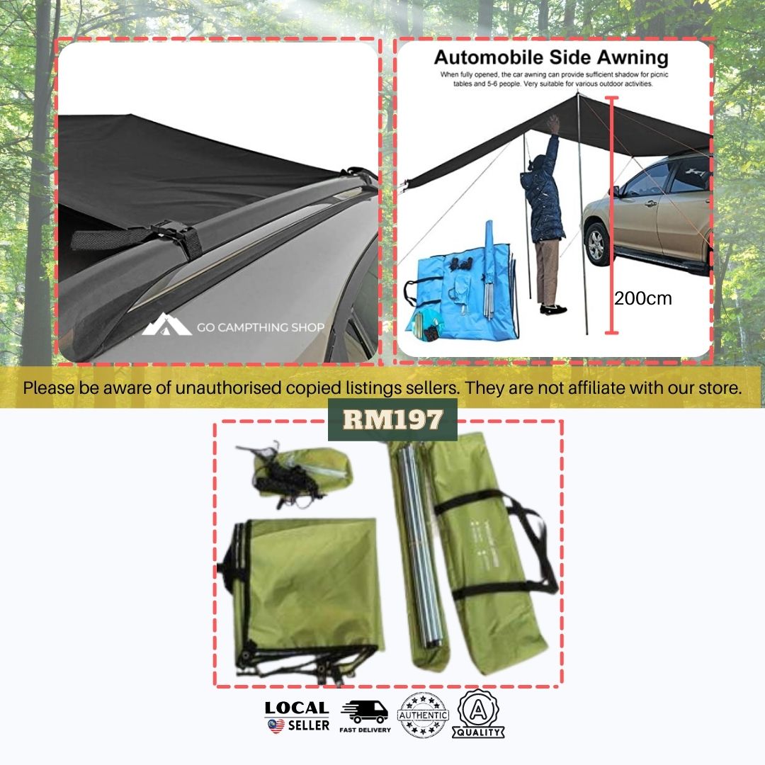 Outdoor Camping Car Side Tarp Sunshade Curtain Easy to set up 3-4 Peop ...